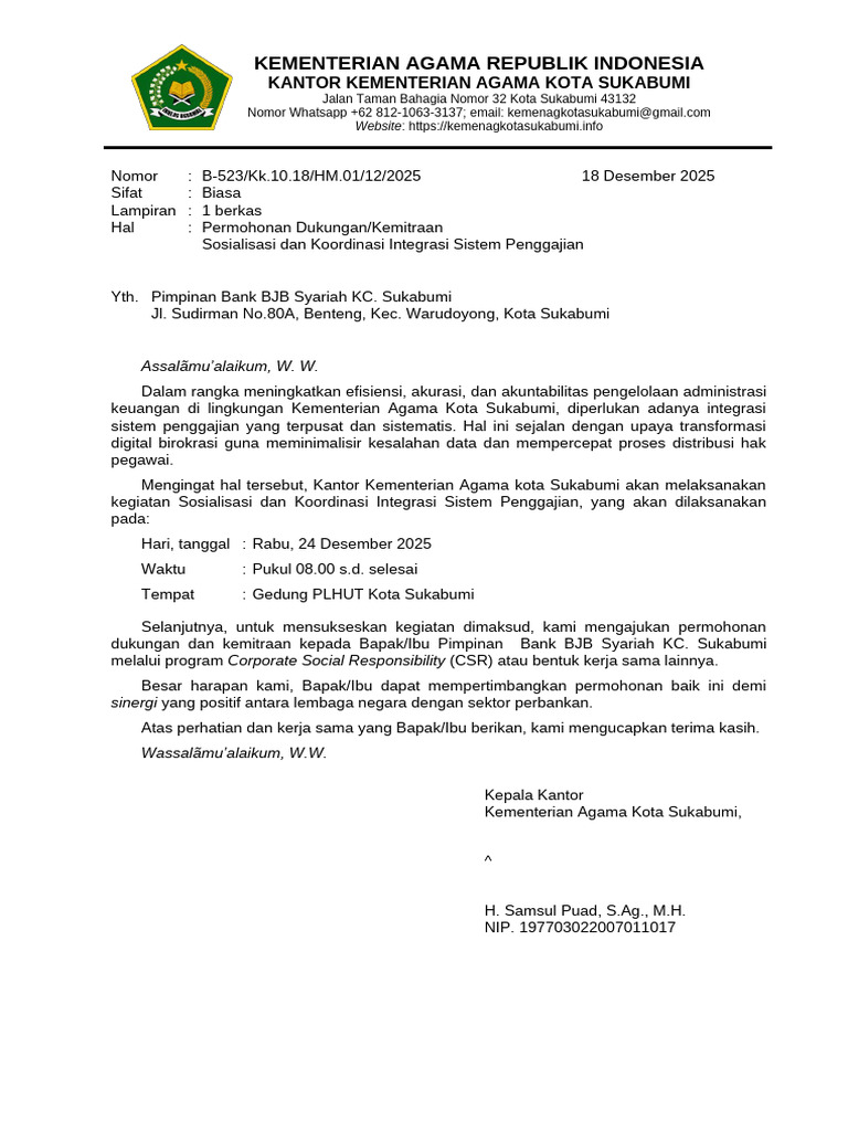 Surat Permohonan BJB Syariah | PDF