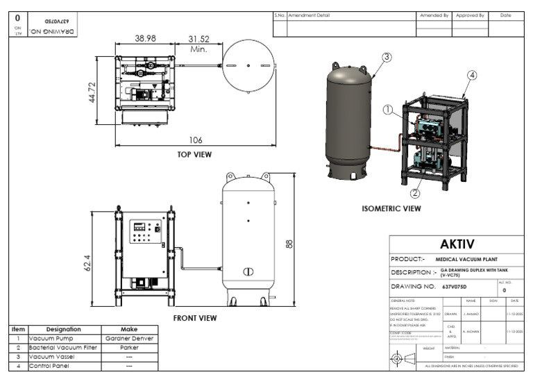 Ga Drawing_medical Vacuum Plant_with Tank_(v-Vc75) | PDF