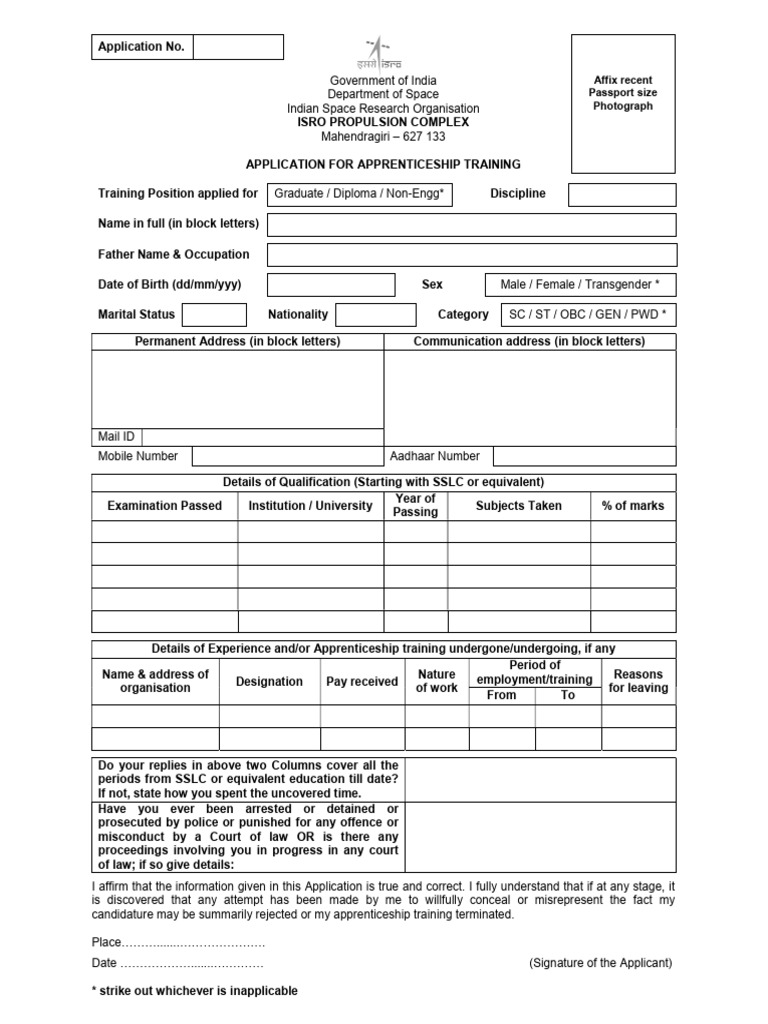 ISRO Apprenticeship Training Application | PDF | Justice | Crime & Violence