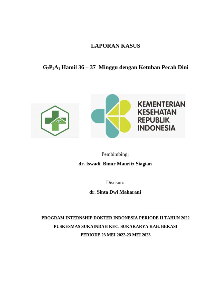 Ketuban Pecah Dini pada Kehamilan Aterm | PDF