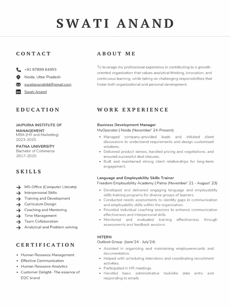 Resume Swati Anand | PDF