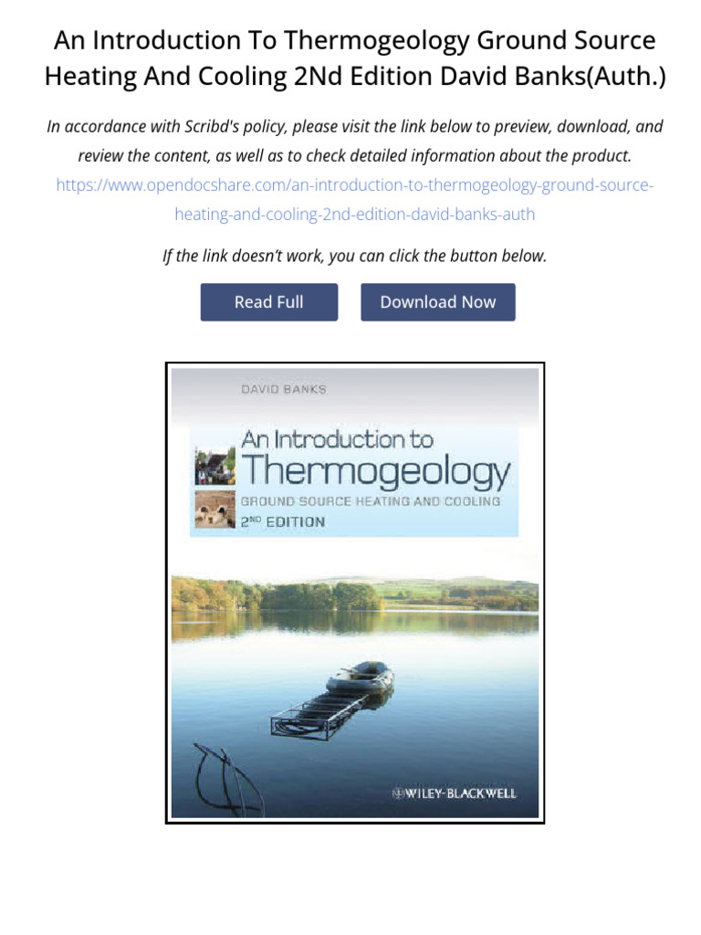 An Introduction to Thermogeology Ground Source Heating and Cooling 2nd ...