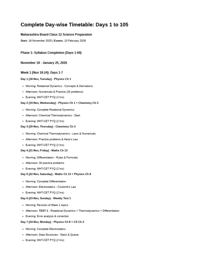 Maharashtra Class 12 Science Timetable | PDF | Physics | Chemistry