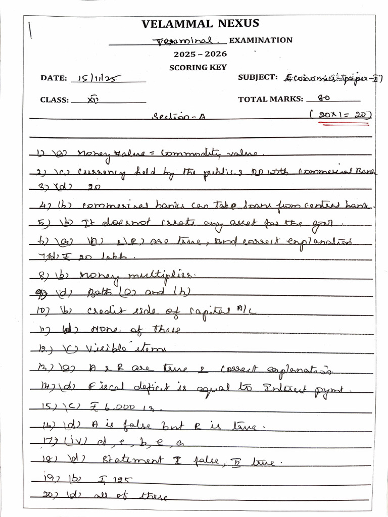 XII - Term 2 Economics Paper II Answer Key | PDF
