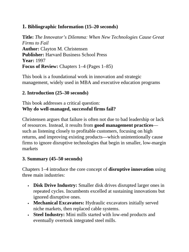 Innovator's Dilemma: Disruptive Innovation Insights | PDF | Disruptive ...
