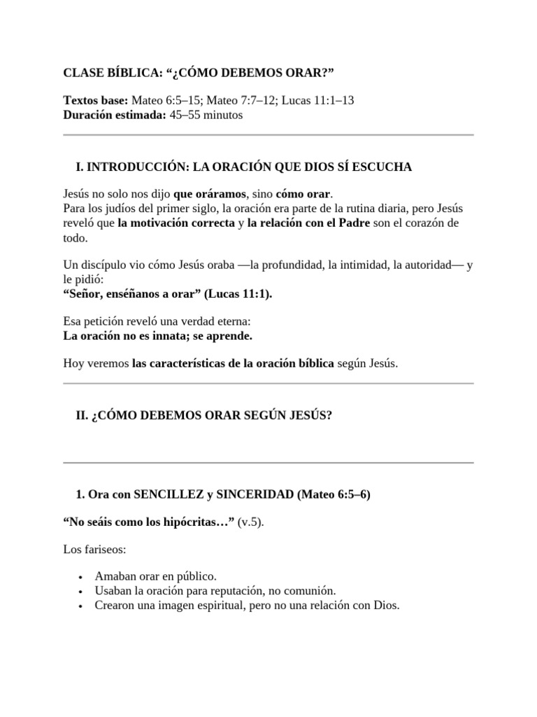 Cómo Orar Según Jesús: Guía Práctica | PDF | Oración | orador del Señor