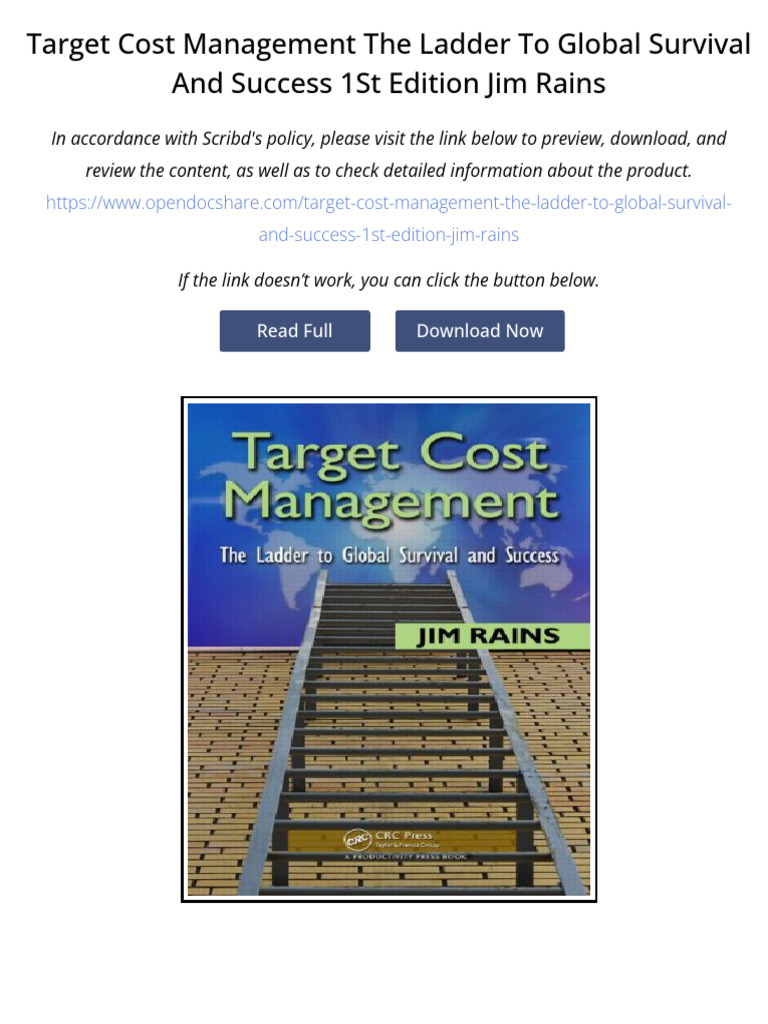 Target Cost Management The Ladder to Global Survival and Success 1st ...