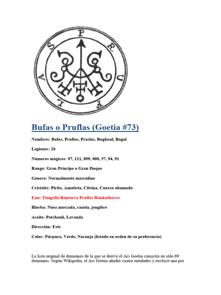 Demonio 73 de La Goetia | PDF
