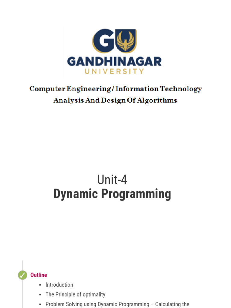 ADA Unit-4-1 | PDF | Dynamic Programming | Algorithms