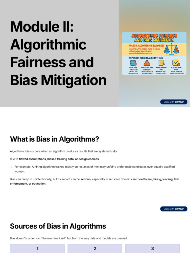 Module II Algorithmic Fairness and Bias Mitigation | PDF | Bias ...