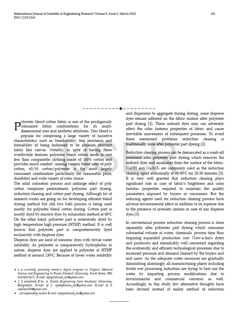Modification of Reduction Clearing Process of Poly | PDF | Dyeing ...