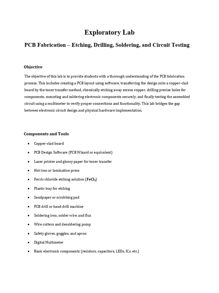 PCB Fabrication Lab: Etching & Soldering | PDF | Printed Circuit Board ...