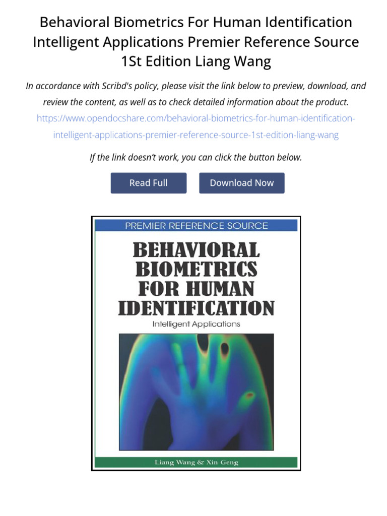 Behavioral Biometrics For Human Identification Intelligent Applications ...