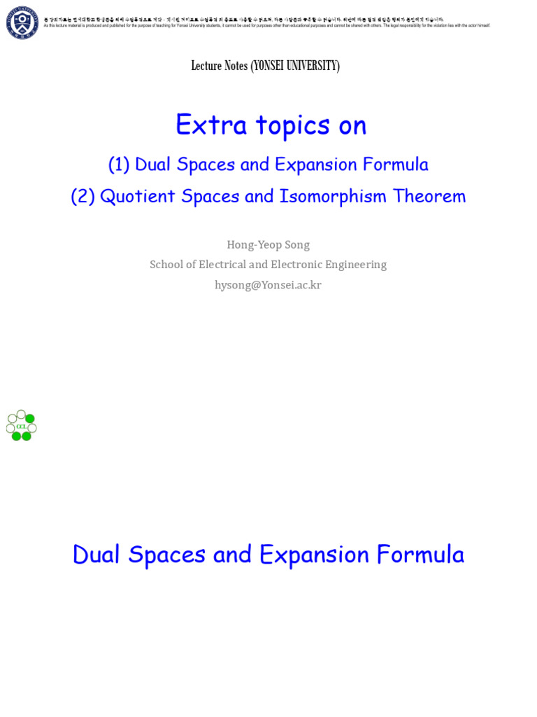 WEEK-08 Extra Topic - Dual Spaces and Quotient Spaces - Marking | PDF ...