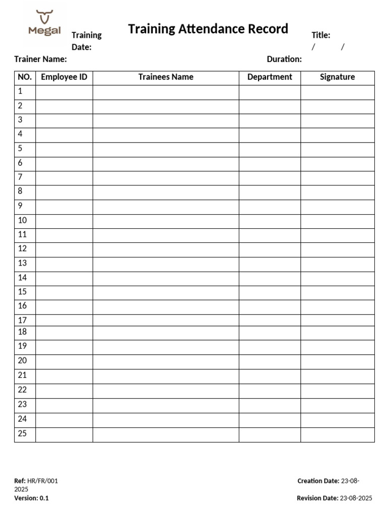 Training Attendance Record Template | PDF