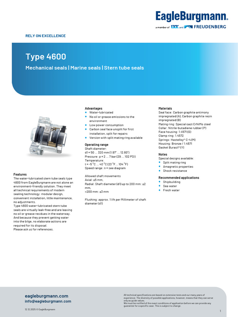 EagleBurgmann Type 4600 En | PDF | Materials | Mechanical Engineering