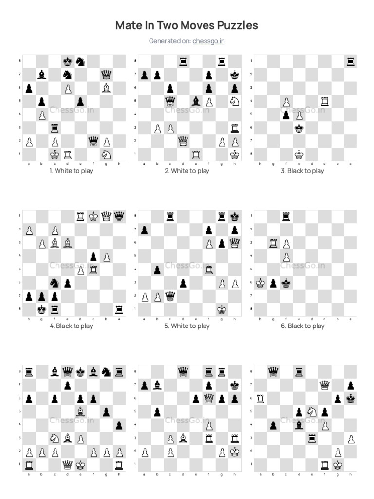 Mate in Two Moves Chess Puzzles _ Normal Difficulty _ ChessGo.in | PDF ...