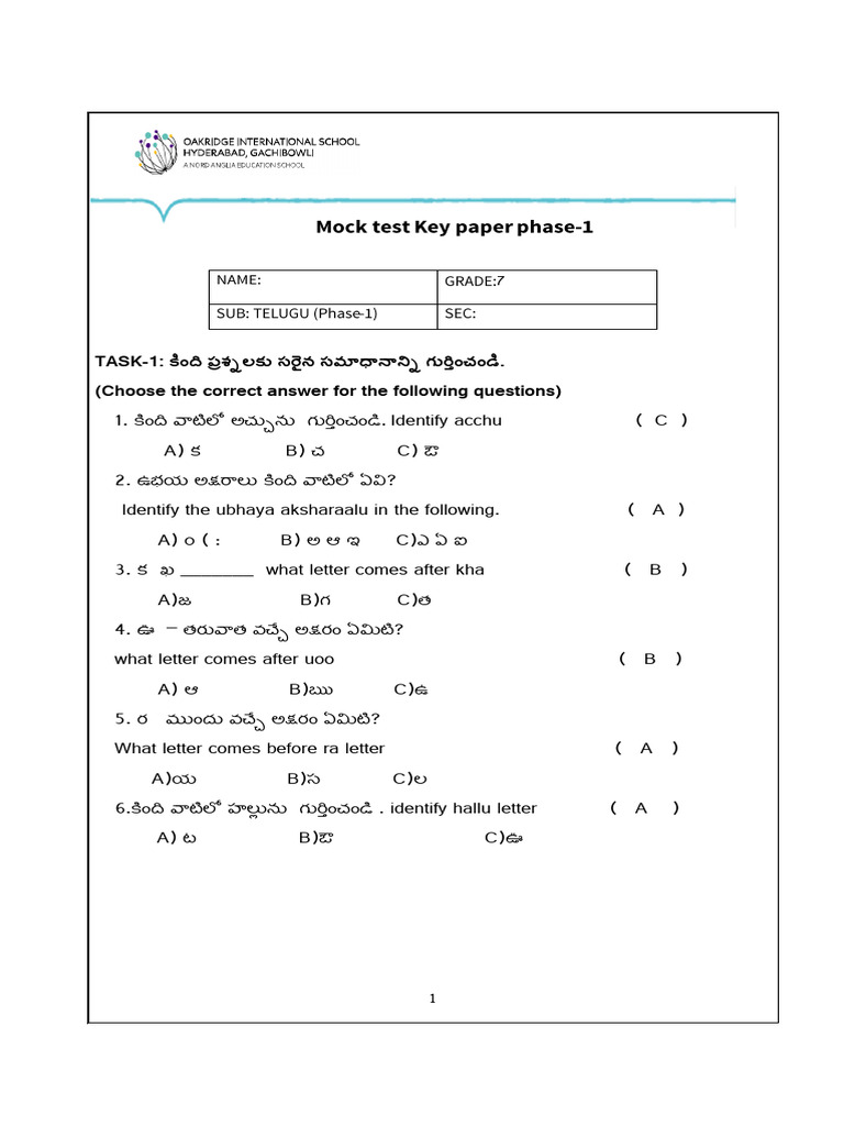 Key Paper Mock Test Paper | PDF