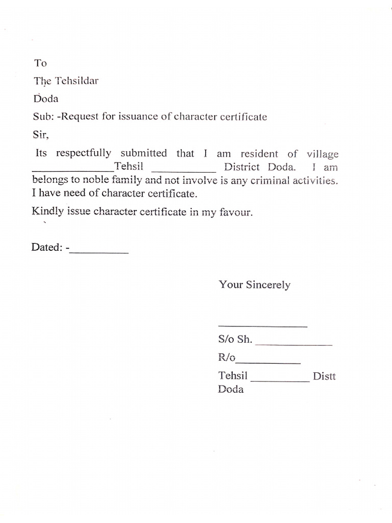 Character Certificate | PDF