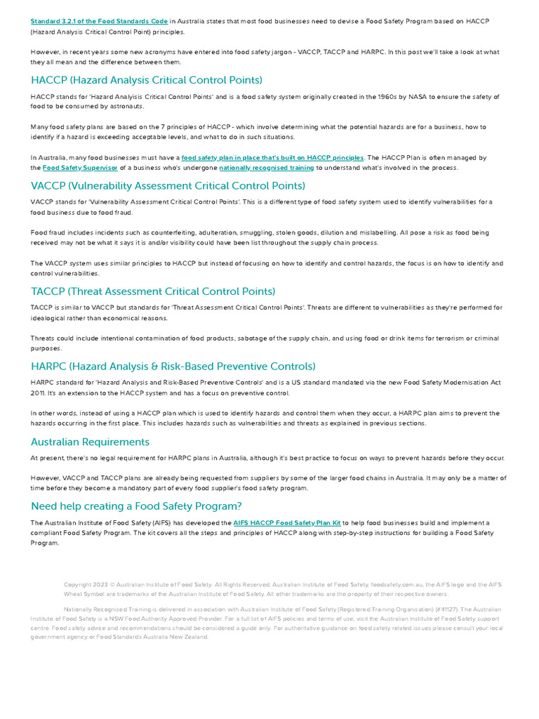 Understanding HACCP and Food Safety Acronyms | PDF | Food Safety | Safety