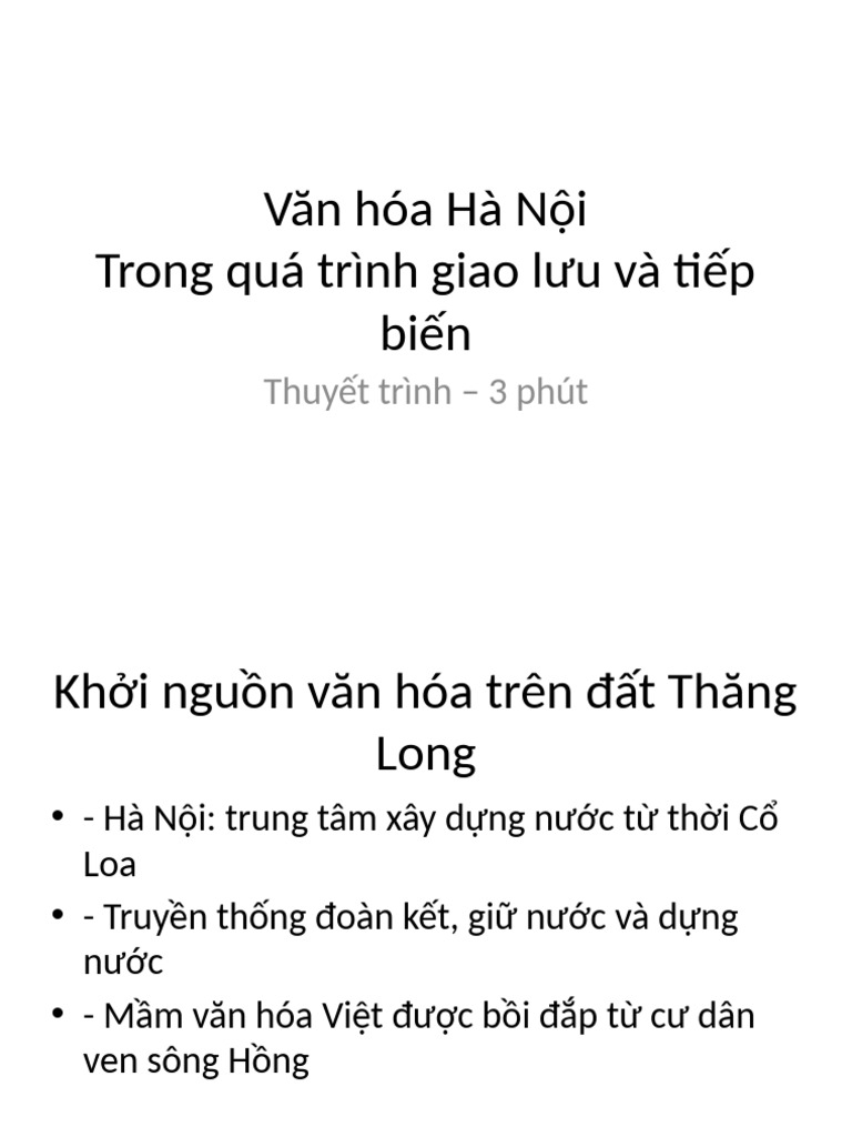 Van Hoa Ha Noi Presentation | PDF