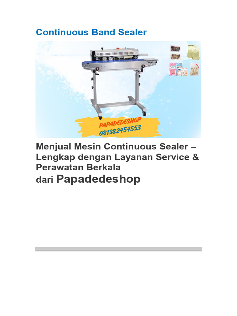 Jual Continuous Band Sealer Berbagai Merek Dan Tipe | PDF