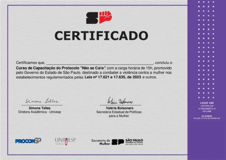 Capacitacão_Protocolo_Não_Se_Cale-Certificado_Não_se_Cale_32684 | PDF