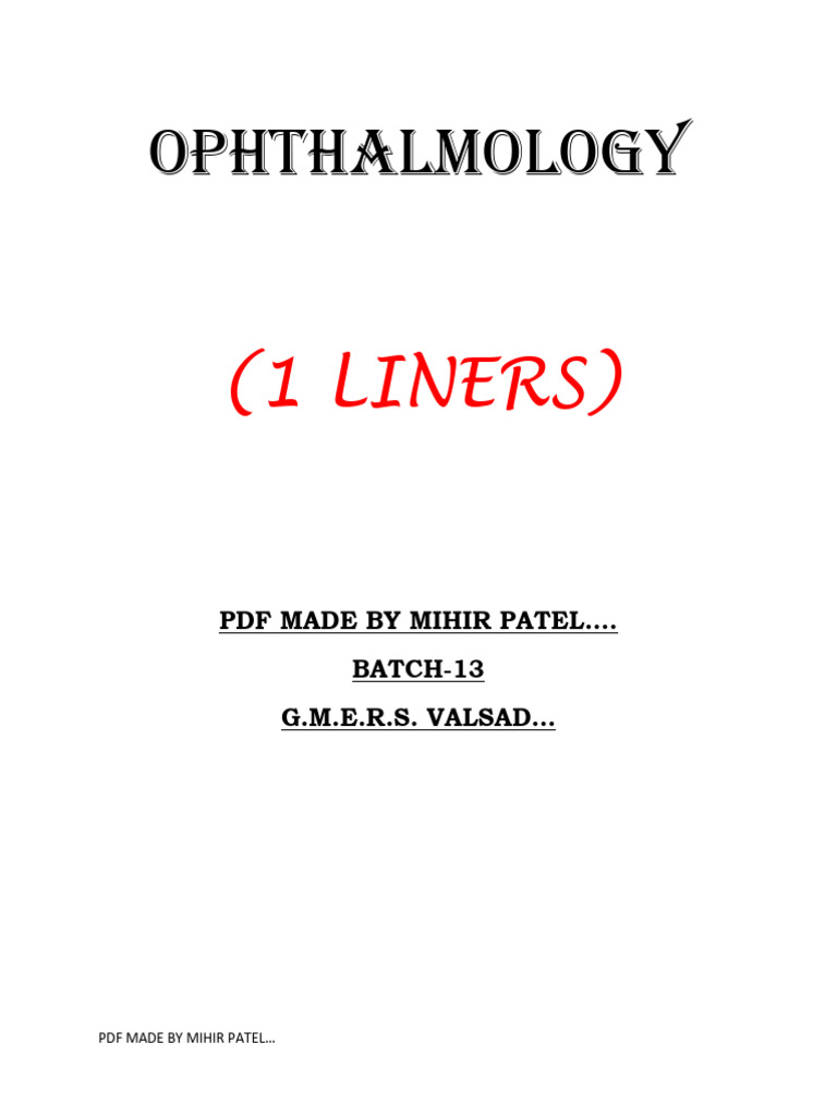 Ophthal 1-Liner PDF | PDF