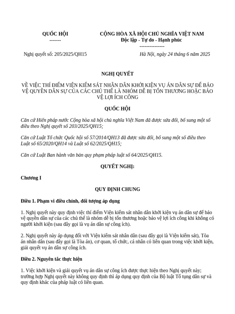 TTDS - KHỞI KIỆN VKS - NQ205_2025_QH15_662747 | PDF