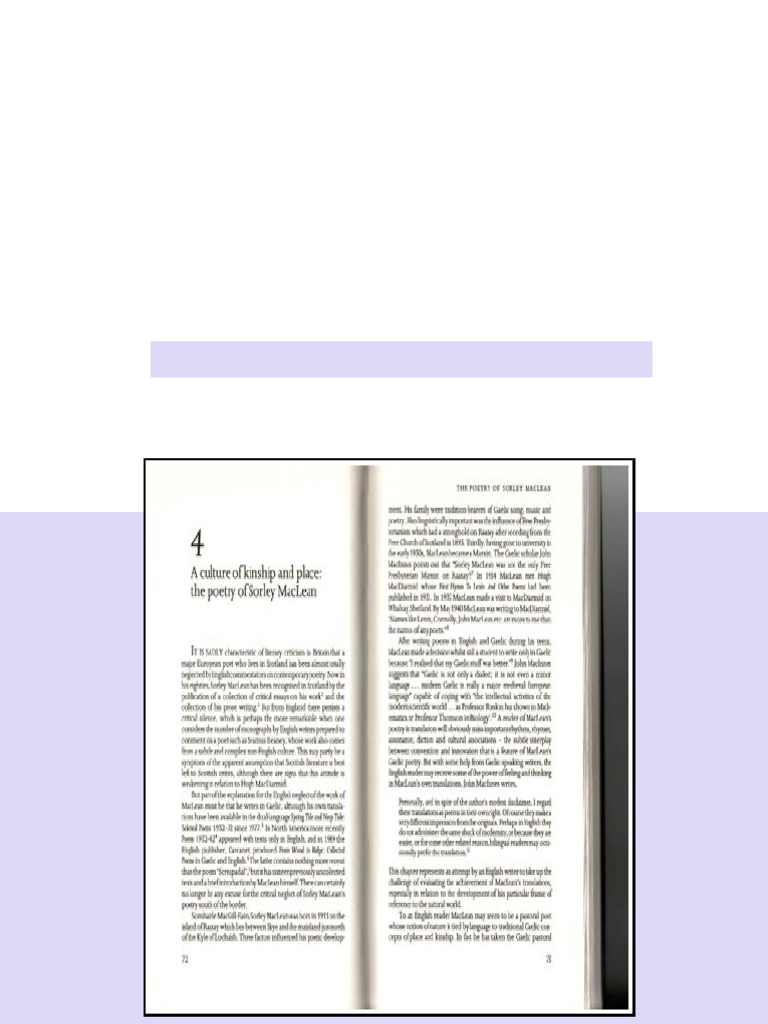 (Ebook) A Culture of Kinship and Place: the poetry of Sorley Maclean ...