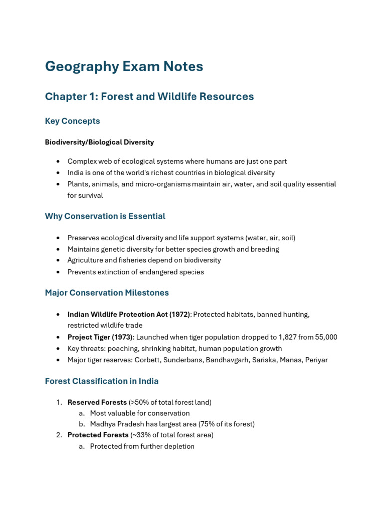 Forest and Wildlife Resources Overview | PDF | Soil | Biodiversity