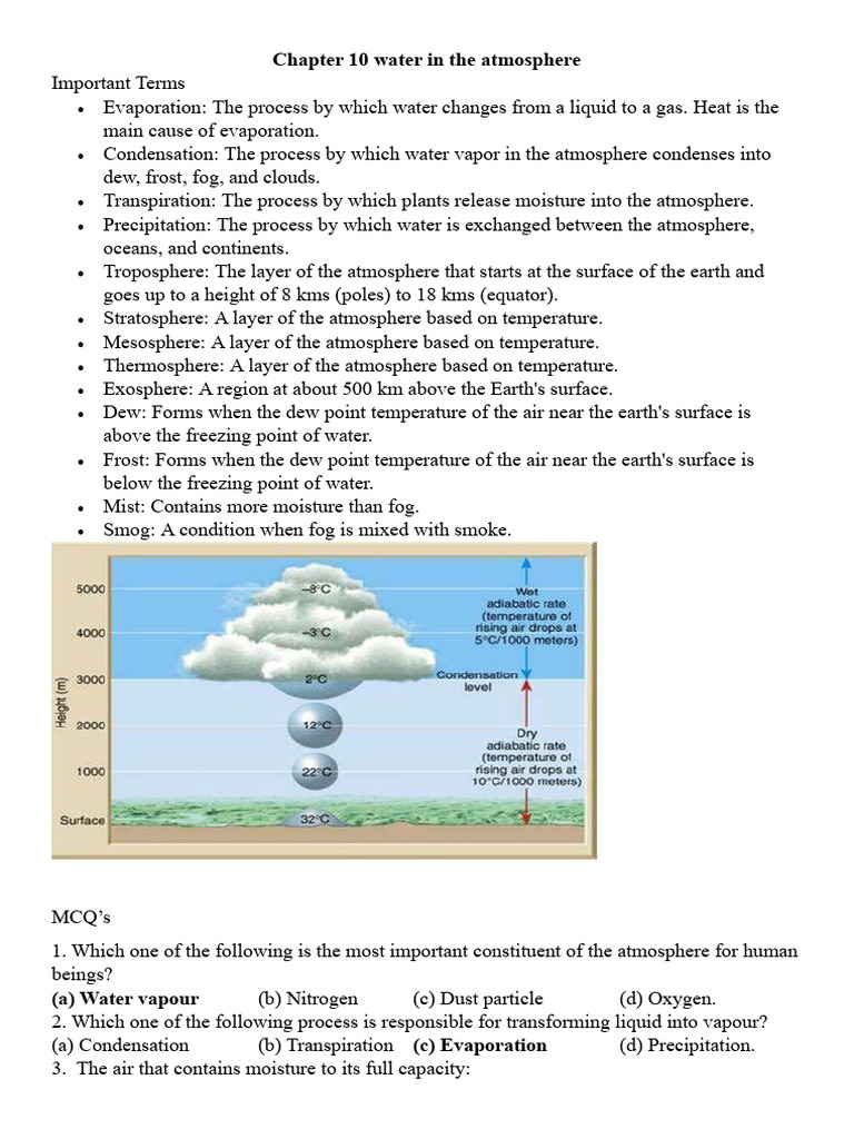 Water Cycle and Atmospheric Processes | PDF | Atmosphere Of Earth ...