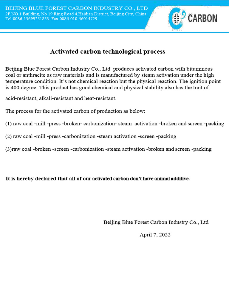 Activated Carbon Production Process Guide | PDF