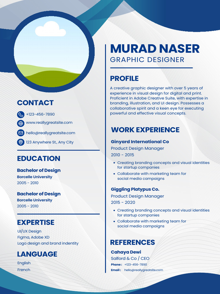 Blue and White Modern Resume Poster (A3 Portrait) | PDF