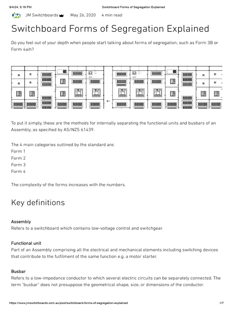 Understanding Switchboard Segregation Forms | PDF | Electrical ...