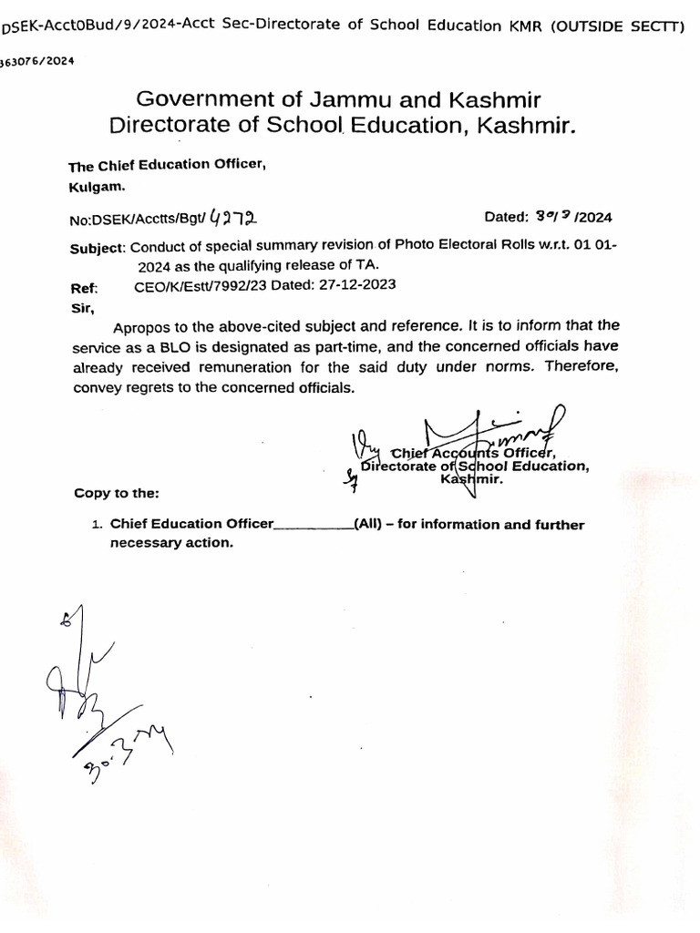 No TA for BLOs | PDF