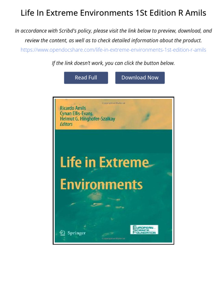 Life in Extreme Environments 1st Edition R Amils | PDF | Europa (Moon ...