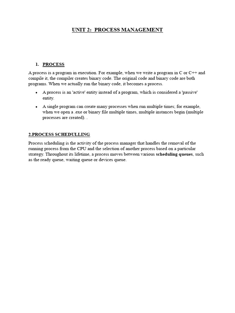 UNIT 2 Process Management | PDF