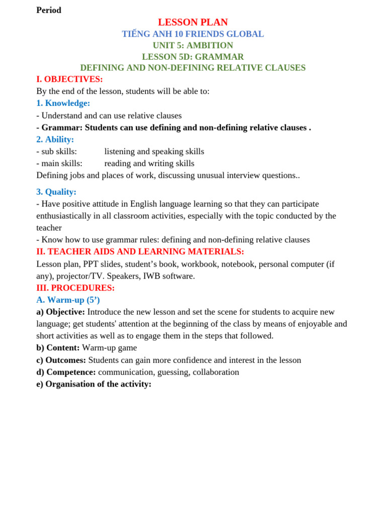 Lesson Plan 5D | PDF | Question | Lesson Plan