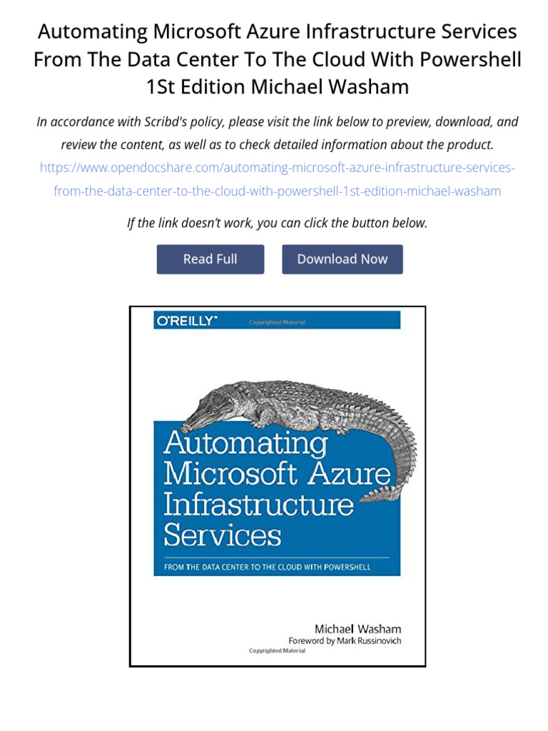 Automating Microsoft Azure Infrastructure Services From the Data Center ...