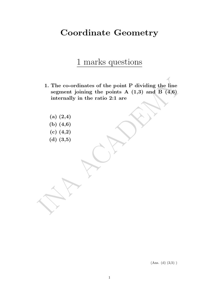 Coordinate Geometry Practice Questions | PDF | Circle | Triangle