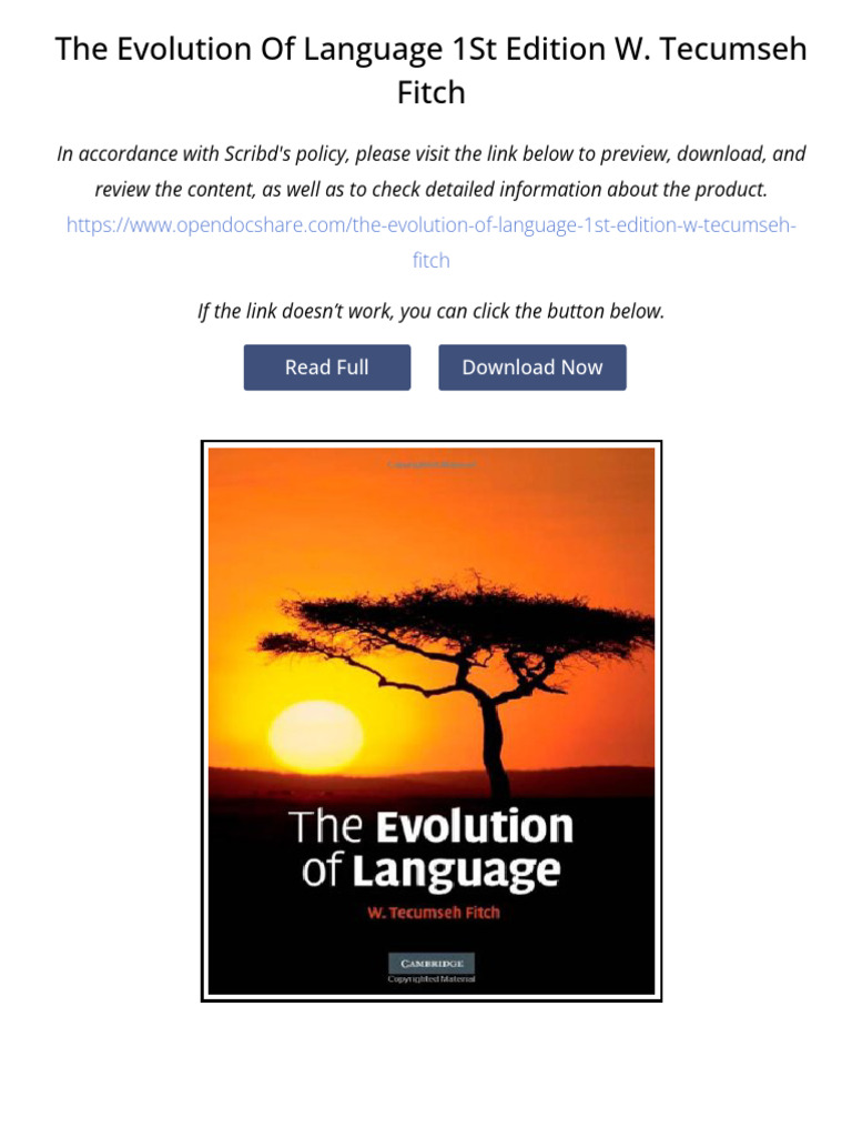 The Evolution of Language 1st Edition W. Tecumseh Fitch | PDF | Origin ...