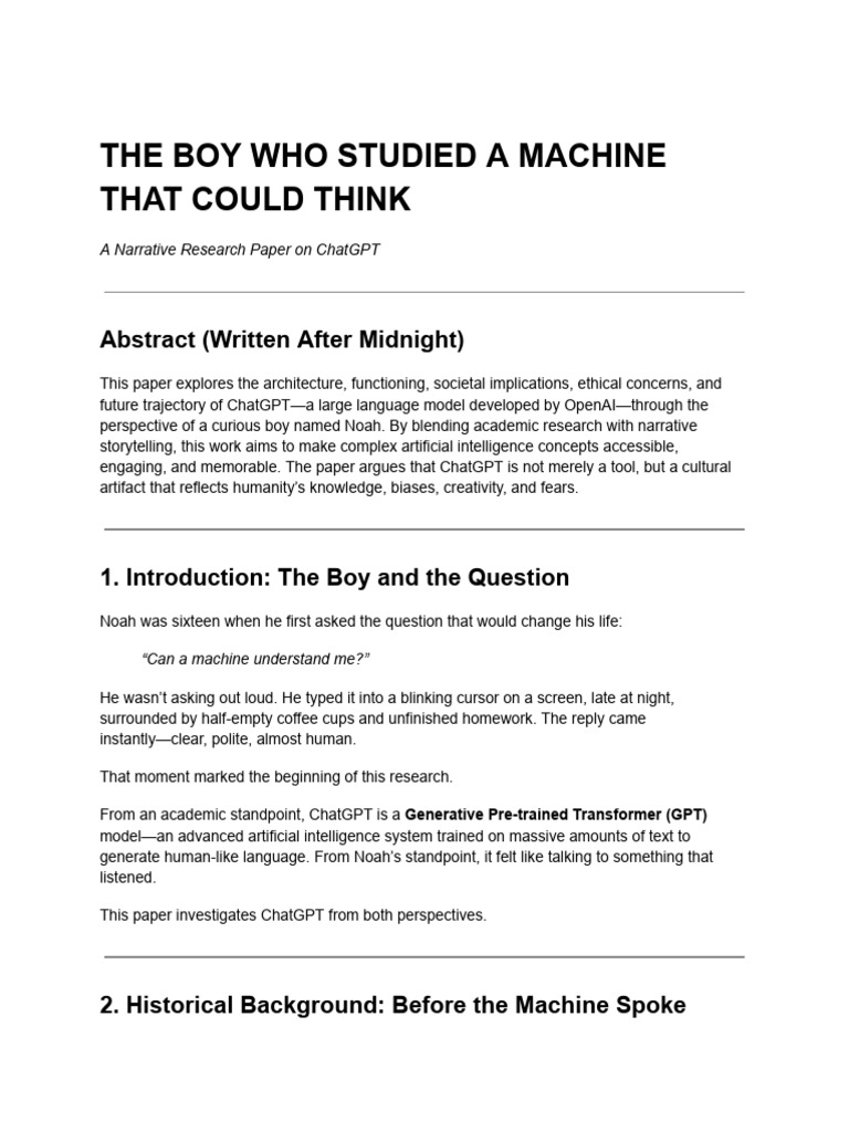 THE BOY WHO STUDIED A MACHINE THAT COULD THINK | PDF | Artificial ...