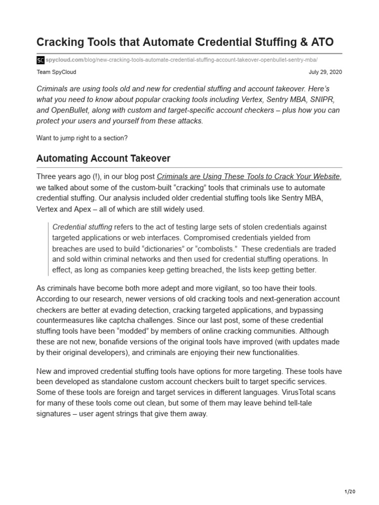 Evolving Cracking Tools for Credential Stuffing | PDF | Password ...