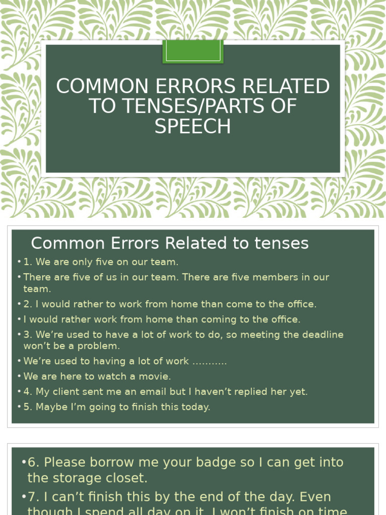 Common Errors Related To Tenses | PDF | Linguistics