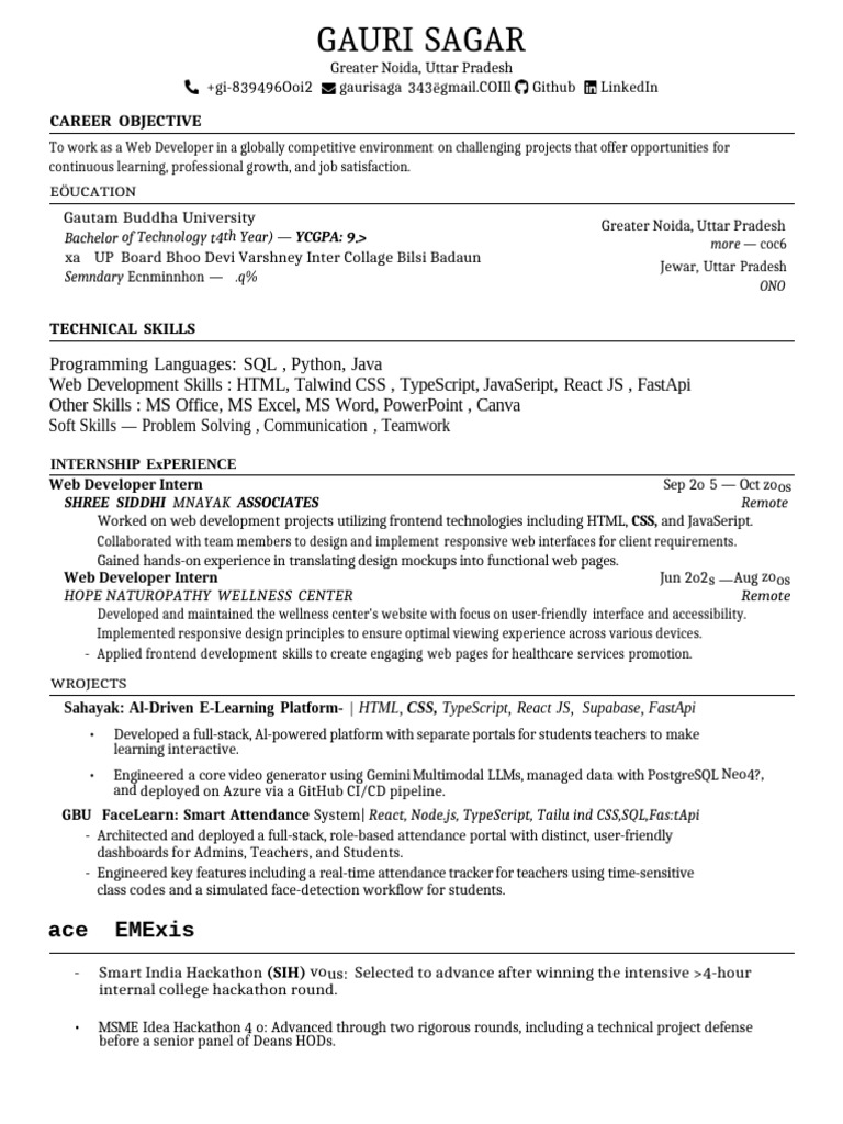 Gauri Resume | PDF | Web Development | Java Script