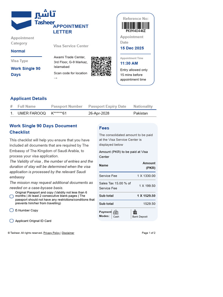 Tasheer __ Appointment Letter | PDF | Travel Visa | Passport