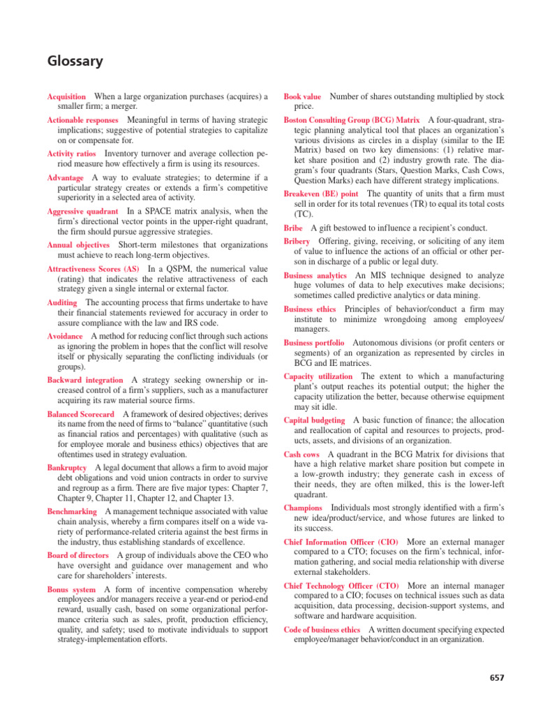 Business Terms and Concepts Glossary | PDF
