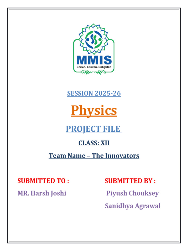 Physics Project File for Class XII | PDF
