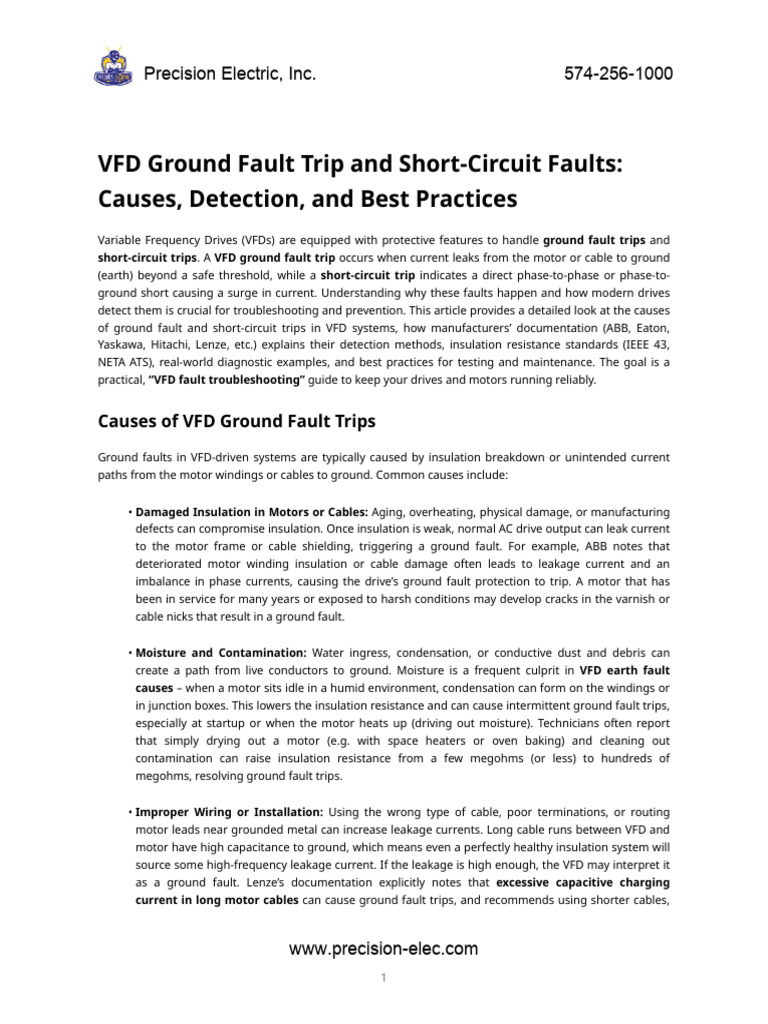 VFD Ground Fault Trip and Short Circuit Faults Causes Detection and ...